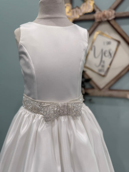 Bella Bow Dutch Satin A-line Communion Gown - Julia – Sara's Children's ...