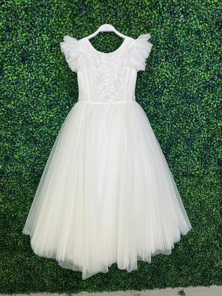 Teter Warm Scattered 3D Floral Bodice Tulle Long Gown GS03 – Sara's ...