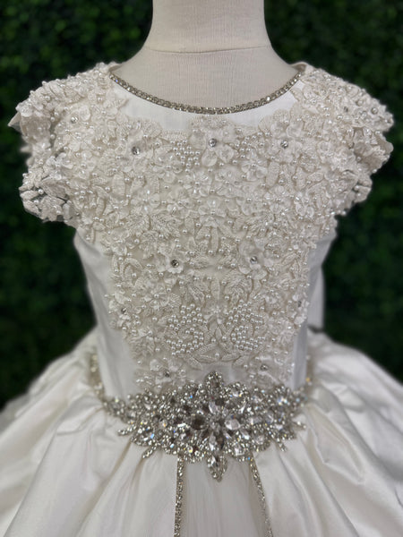Piccolo Bacio Couture Pearl Beaded Floral Silk Gown Iris – Sara's ...